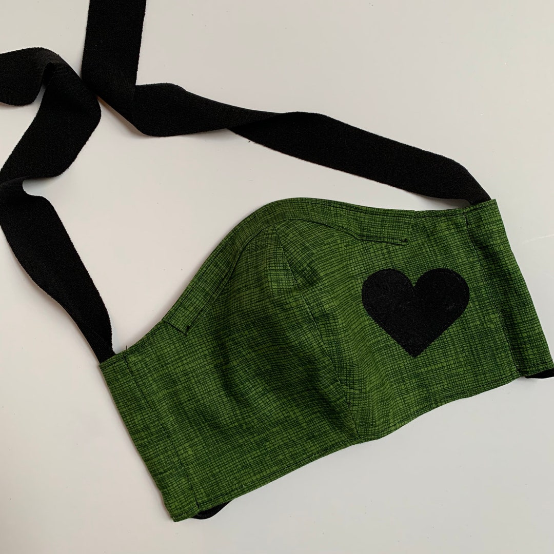 Green Face Mask With Pocket for Filter and Fabric Straps - Etsy