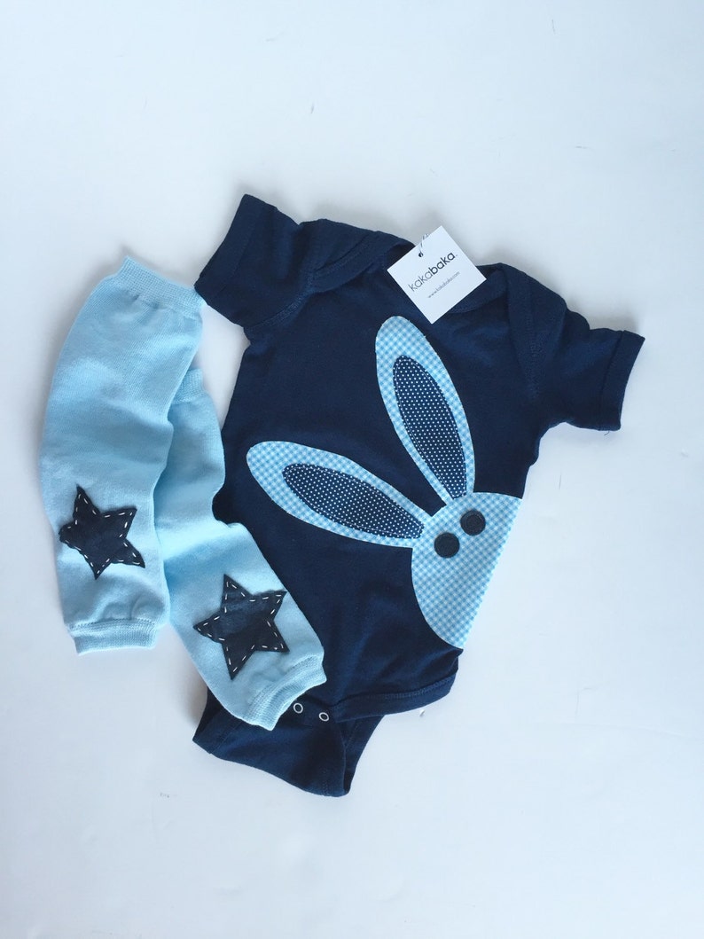 Easter Bunny Rabbit One Piece Navy Blue and Light Blue Baby - Etsy