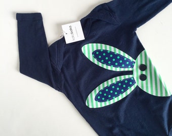 Easter Bunny Rabbit One Piece Navy Blue and Aqua Boy - Etsy