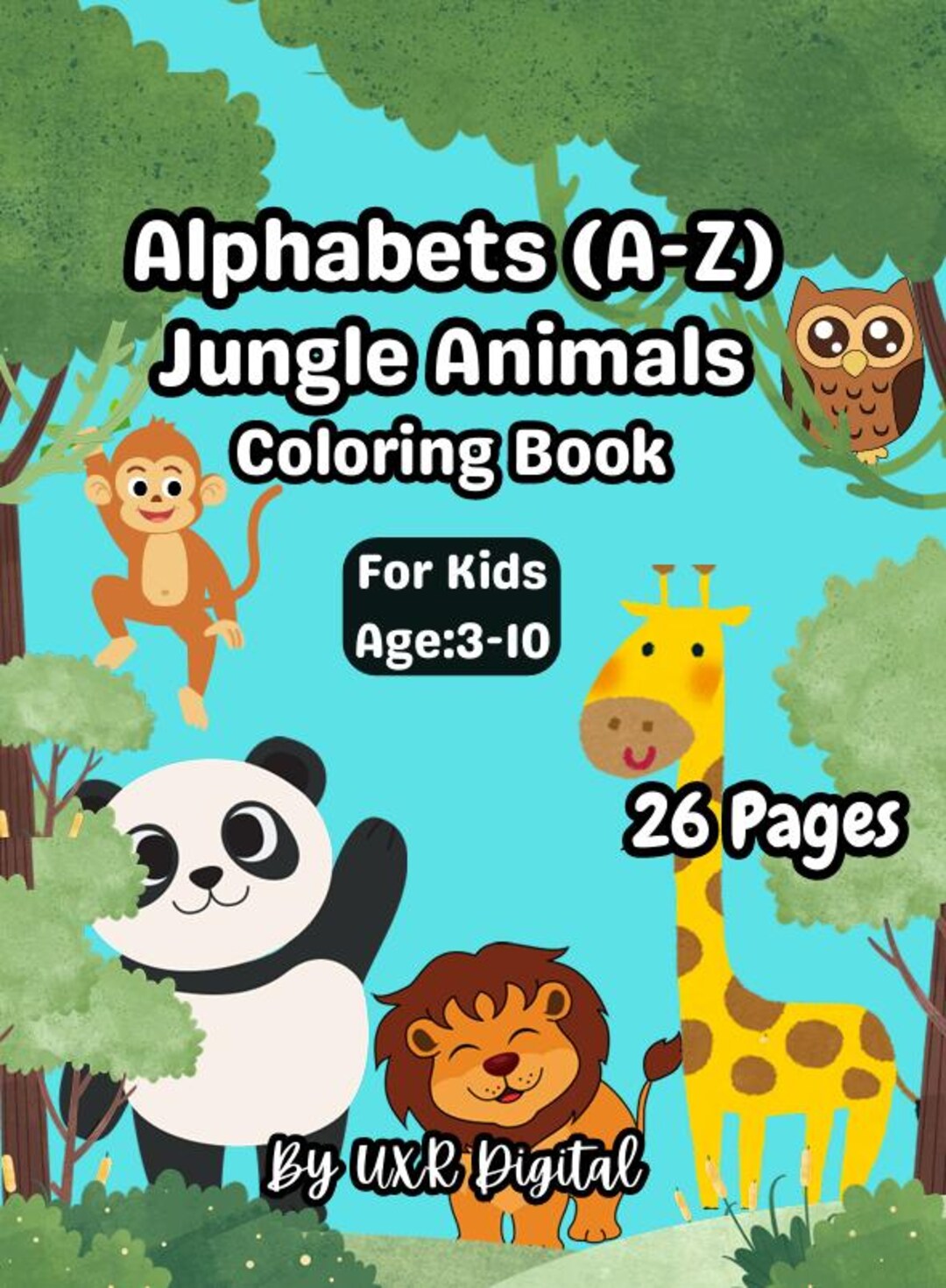 Alphabets (A-Z) Jungle Animals Coloring Book: for Kids Age 3-10 - Etsy