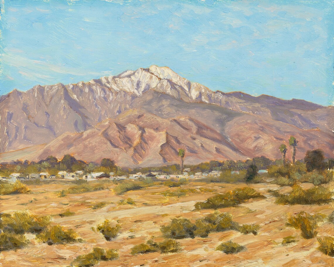 Original Landscape Oil Painting, Morning at Desert Hot Springs, Mount ...