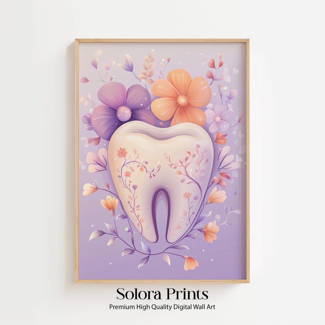 Cute Molar Tooth Printable Art - Pastel Dental Wall Art, Feminine ...