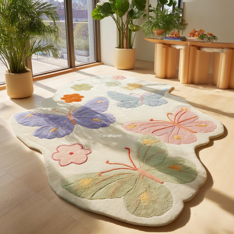 Butterfly Tufted Rug - Etsy