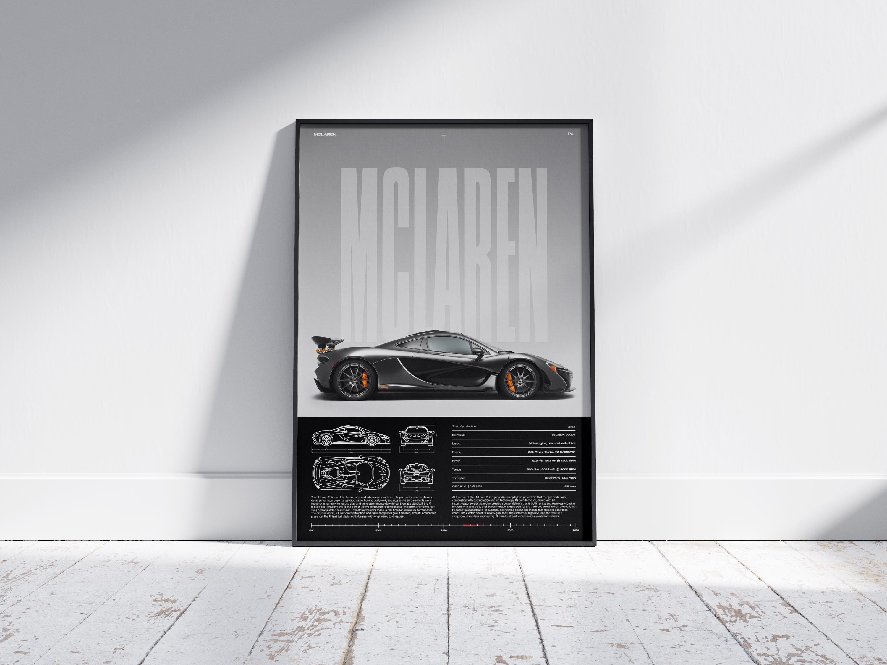 Mclaren P1 Poster | Sports Car Wall Art Print | Modern Automotive ...