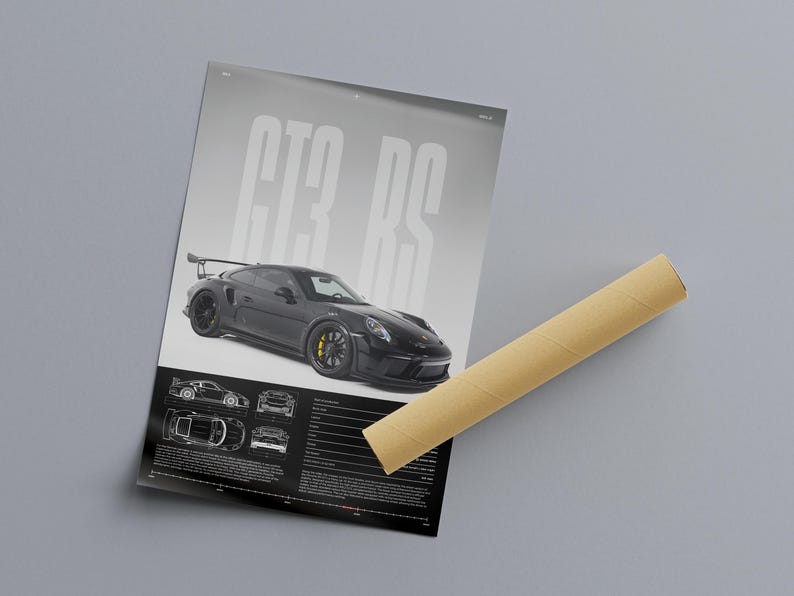 Porsche 911 GT3 RS 991.2 Poster | Exotic Supercar Wall Art | Black ...