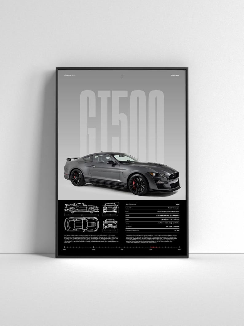 Ford Mustang Shelby GT500 Poster | American Muscle Car Wall Art ...