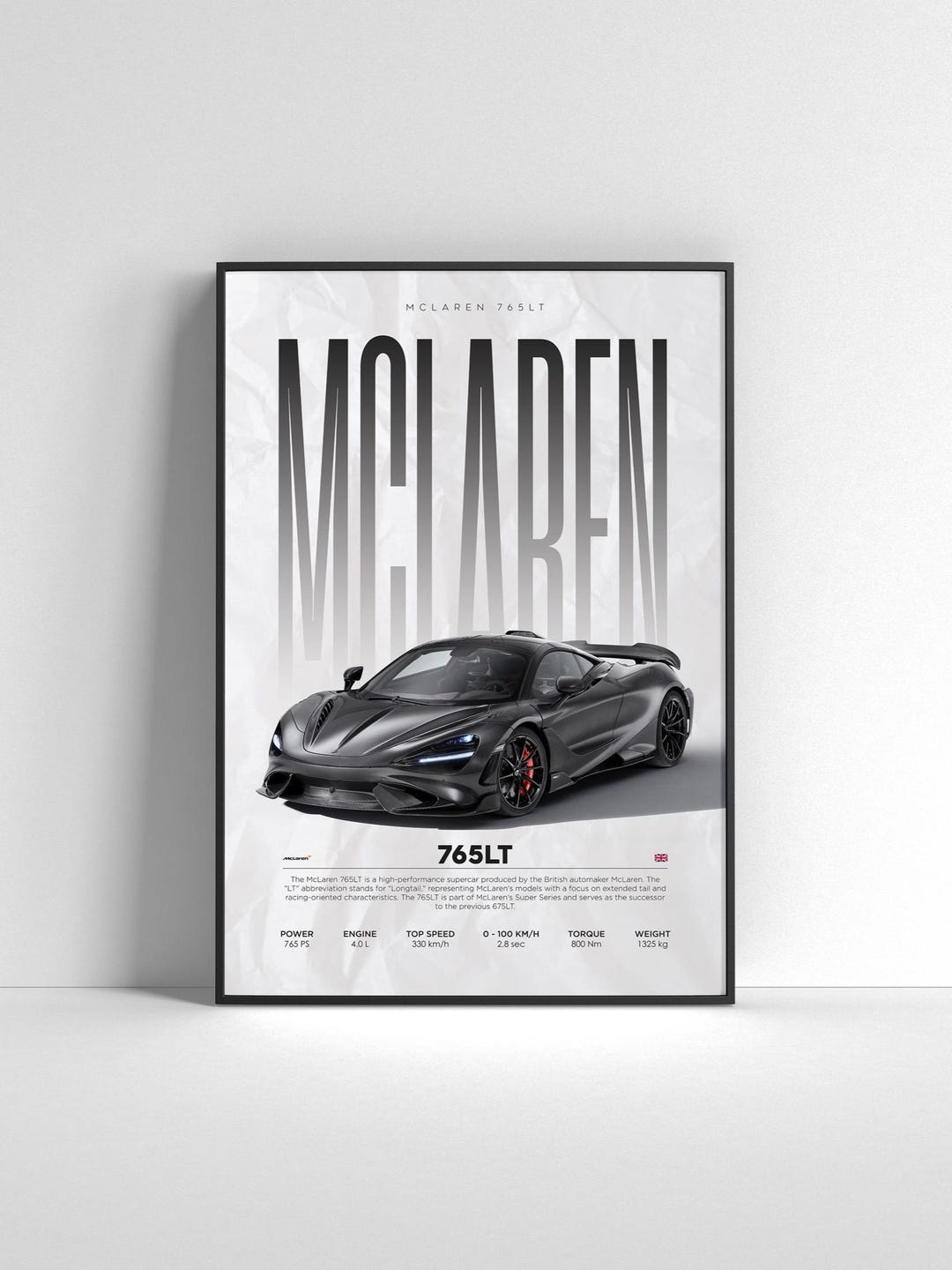 Mclaren 765LT Poster | Sports Car Wall Art Print | Modern Automotive ...