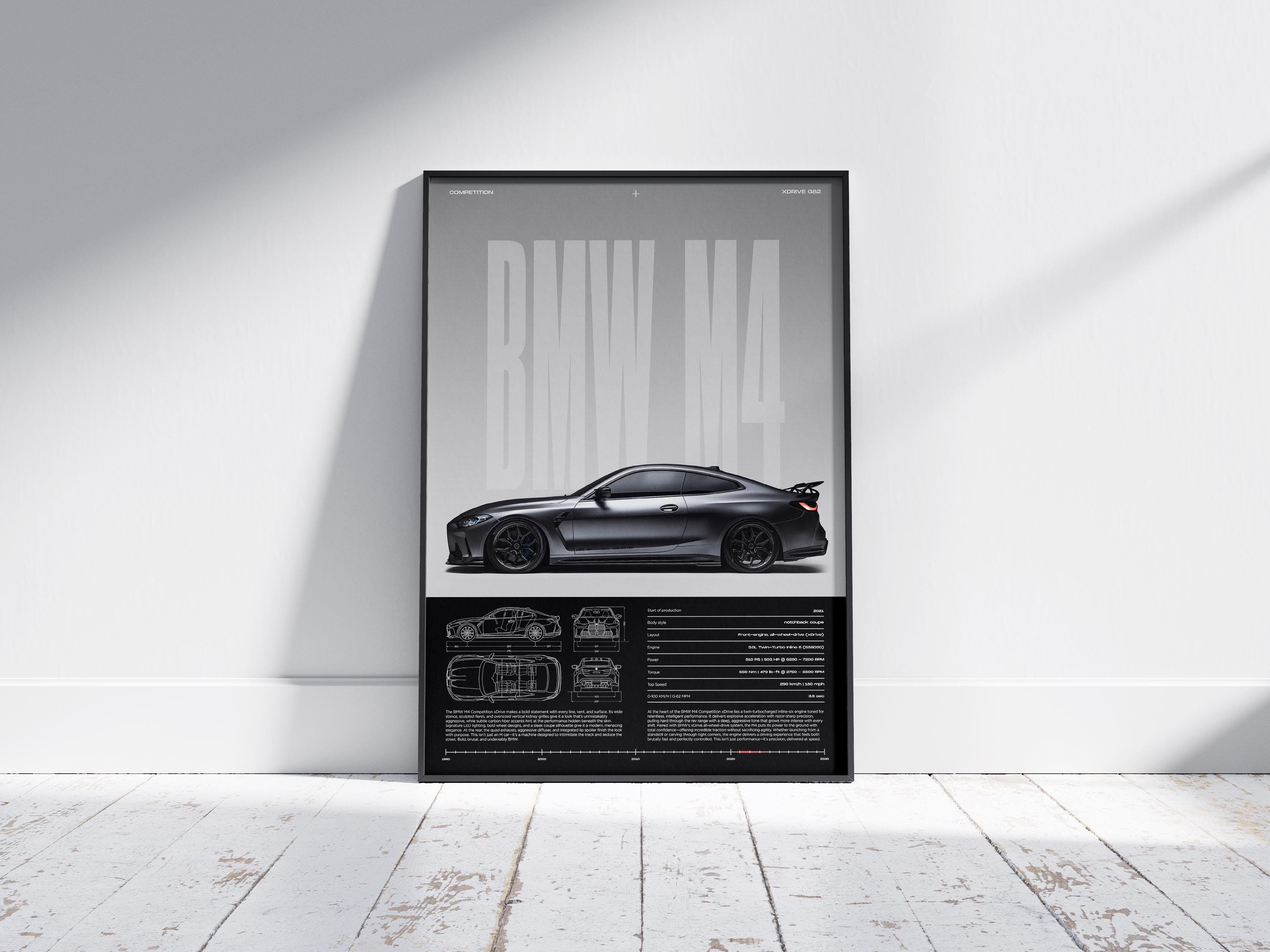 BMW M4 Competition Poster | Sports Car Wall Art Print | Modern ...