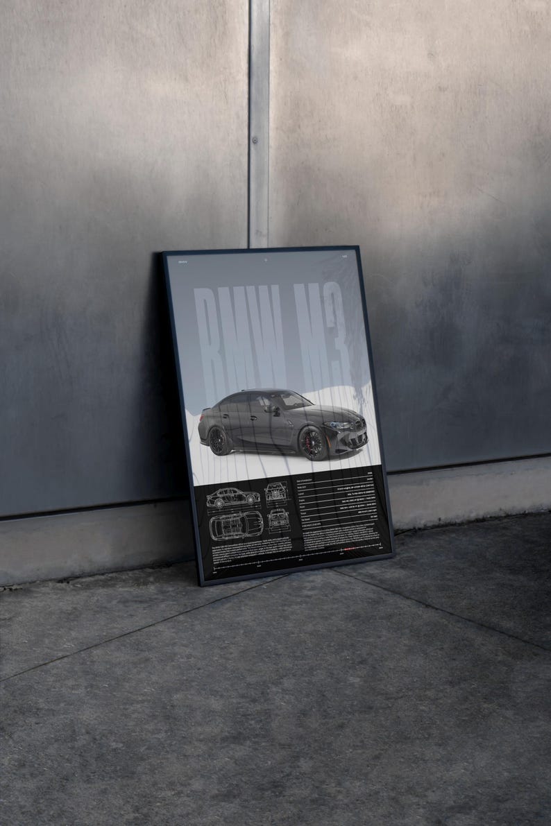 BMW M3 G80 Competition Poster | Luxury Sports Sedan Wall Art | Modern ...