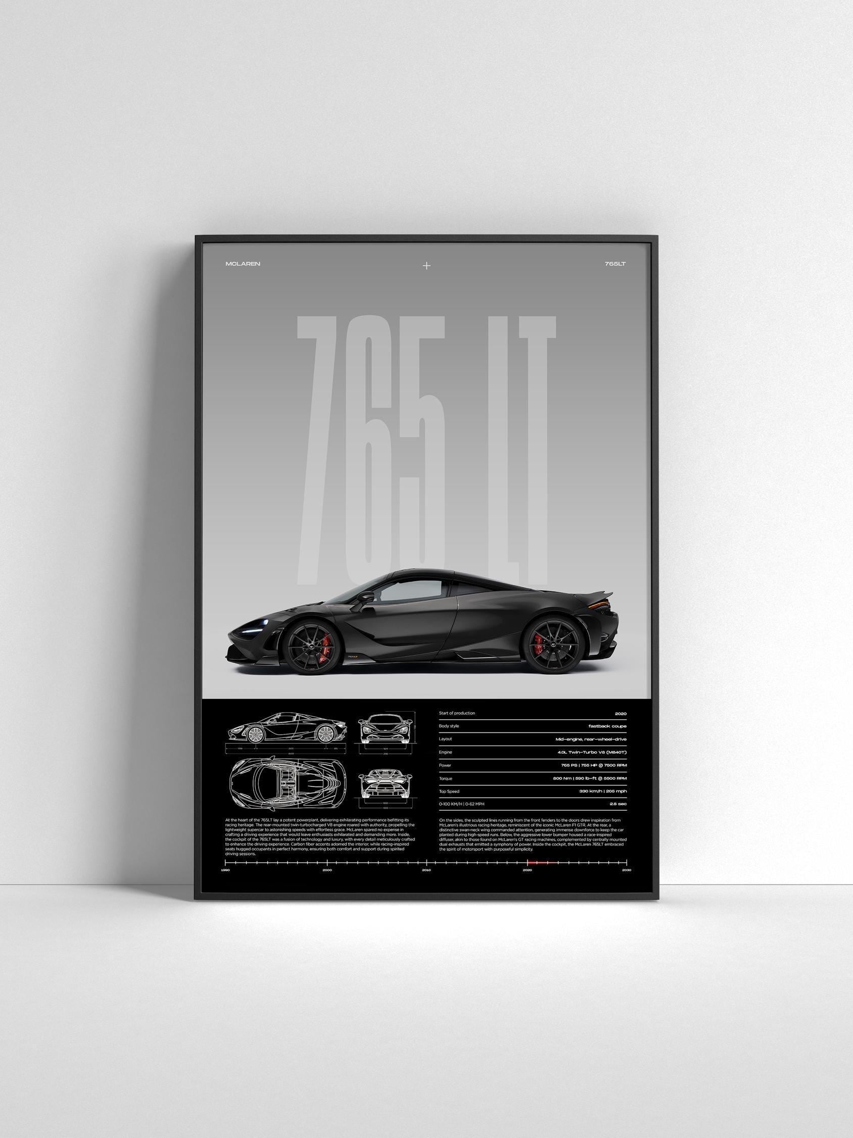 Mclaren 765LT Poster | Sports Car Wall Art Print | Modern Automotive ...