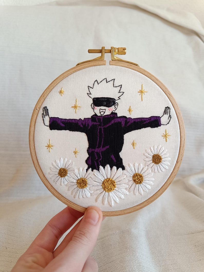 Gojo Hand Embroidery Hoop | Jujutsu Kaisen Fan Art | Anime Embroidered ...