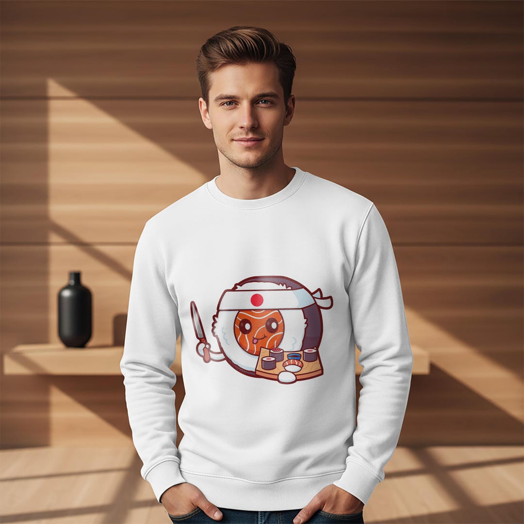 Samurai Sushi Sweatshirt, Unisex Funny Japanese Food Pullover, Cool ...
