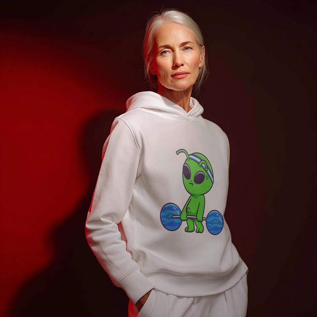 Alien Gym Hoodie, Funny Fitness Alien Sweatshirt, Unisex Space Workout ...