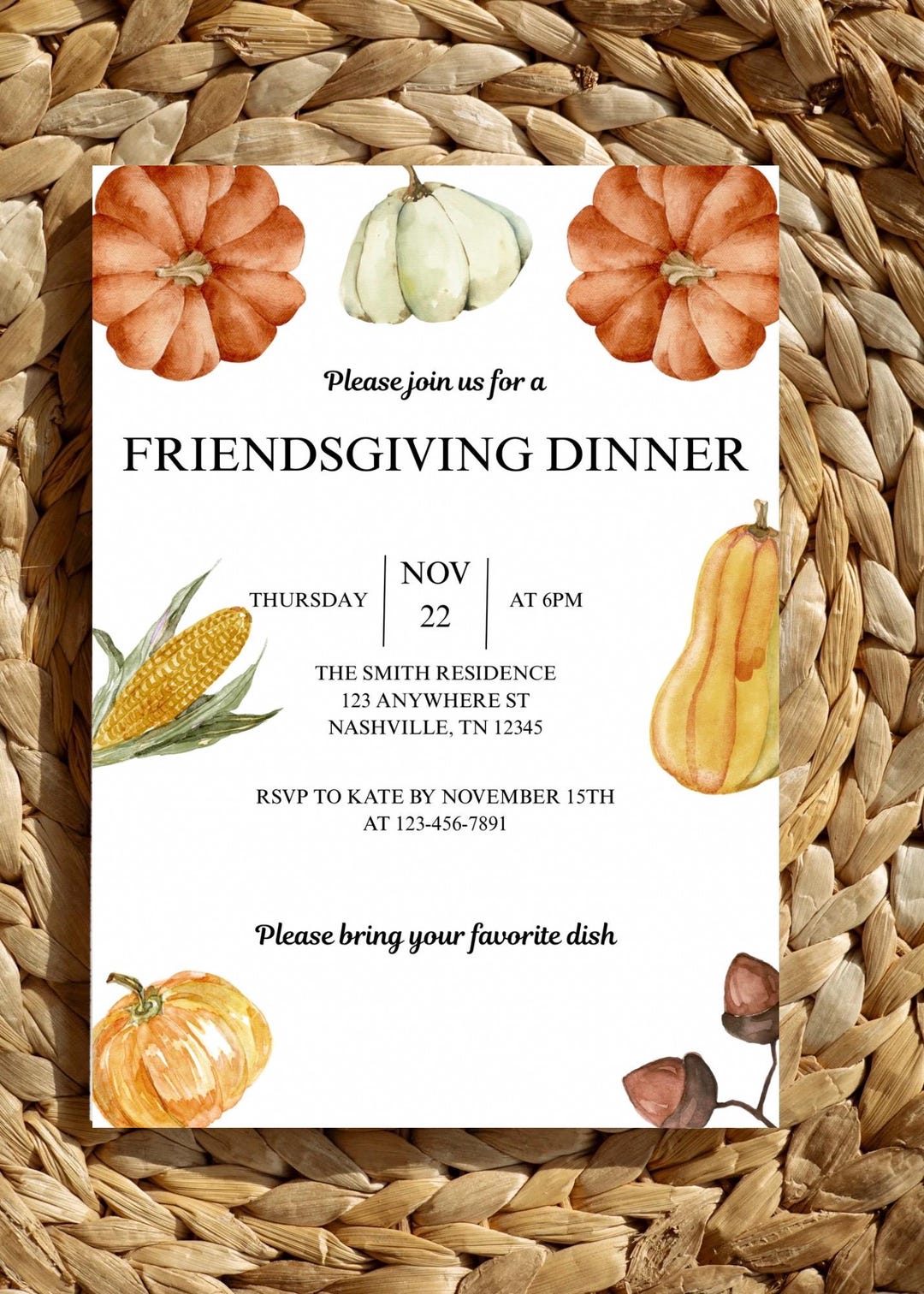 Editable Friendsgiving Invitation: Thanksgiving Party Invite - Etsy