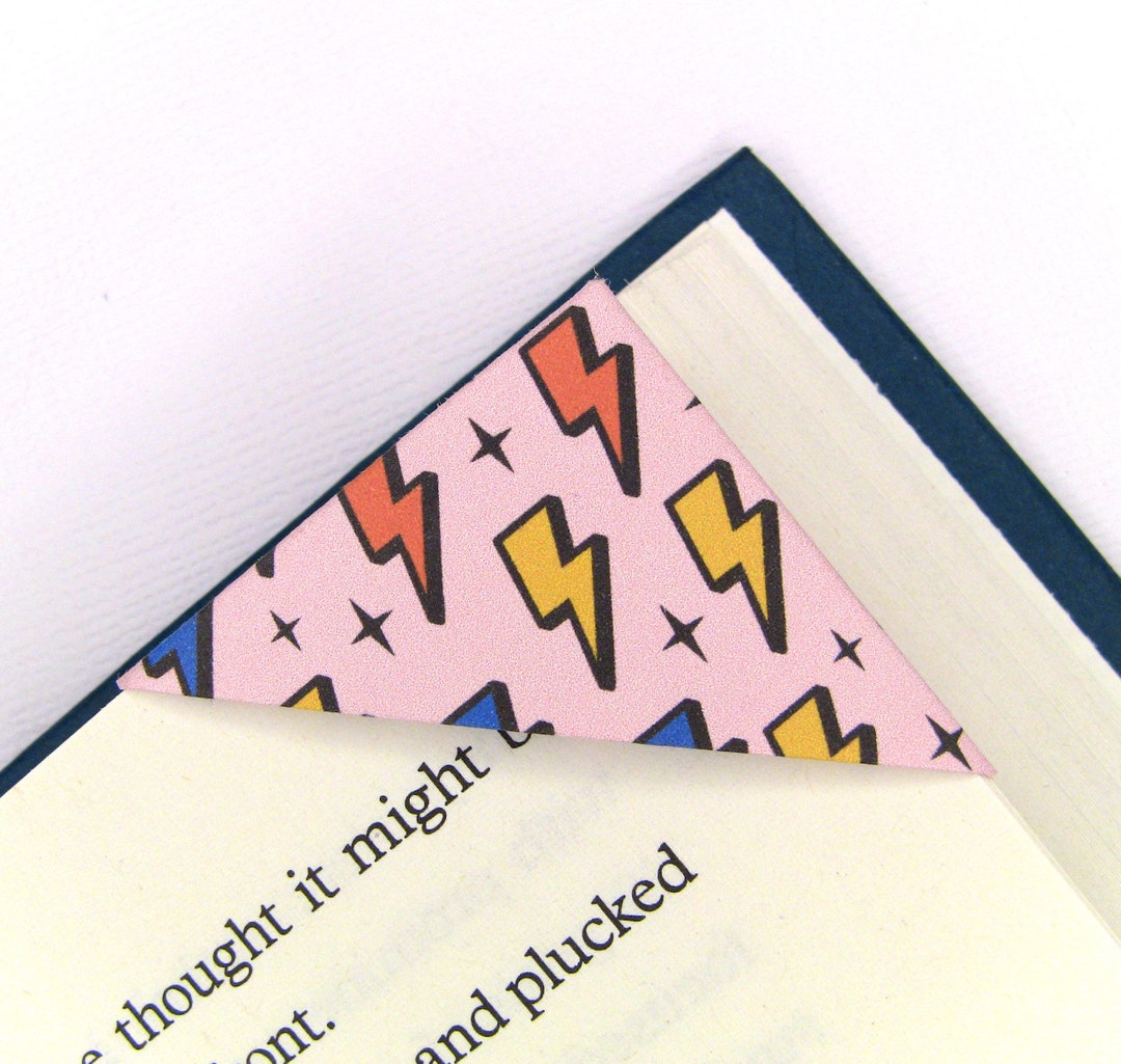Retro Lightning Bolt Corner Bookmark: Reader Gift - Etsy