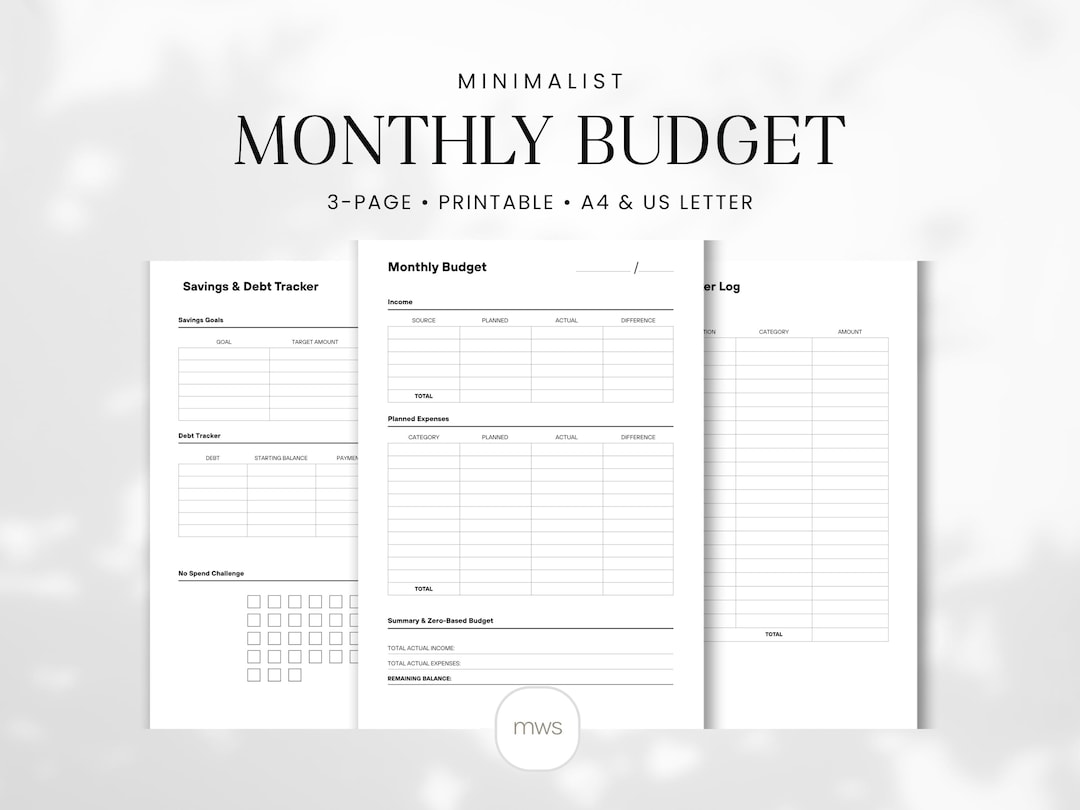Minimalist Expense Tracker Printable, Daily Spending Log, Monthly ...