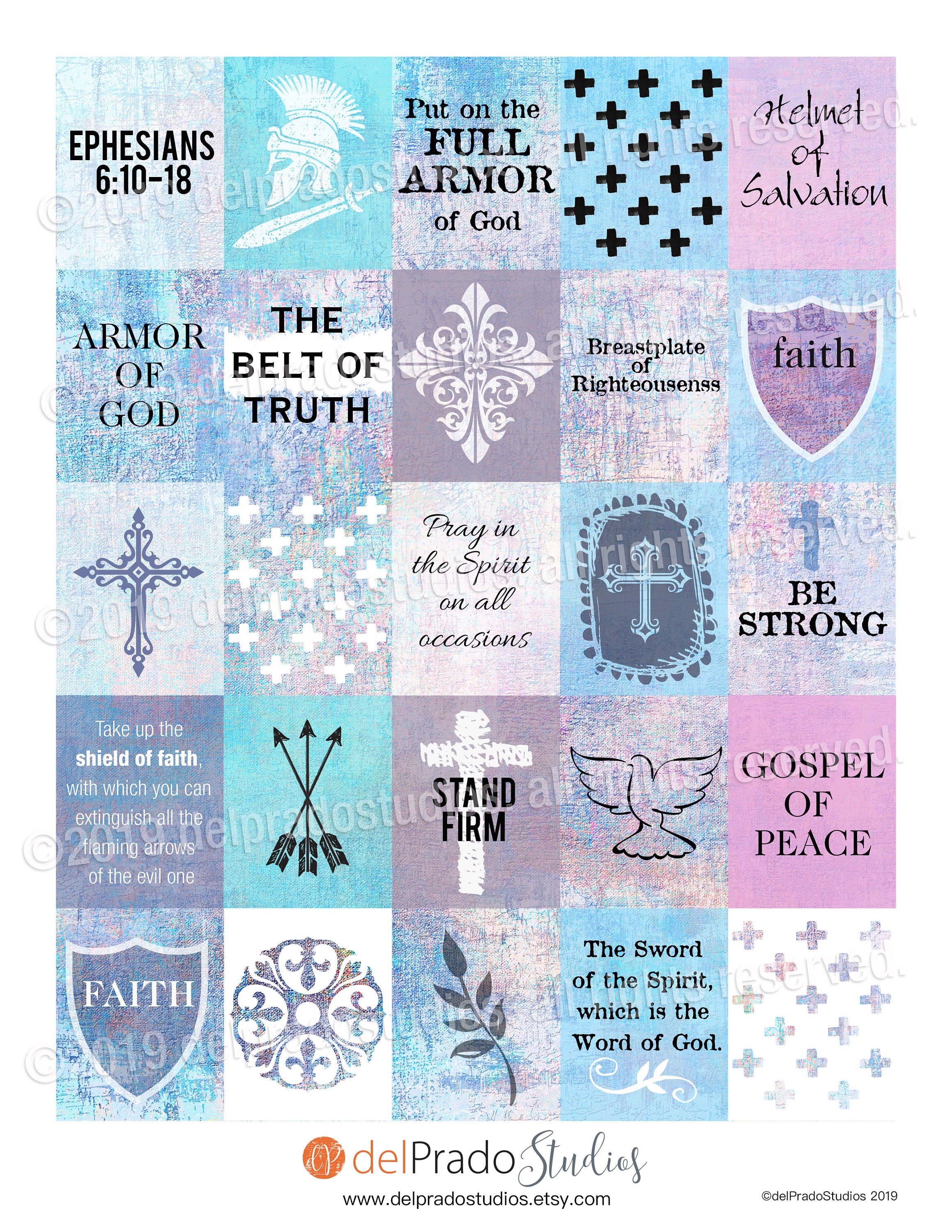 Printable Planner Stickers Armor of God Vertical Erin Condren Life ...