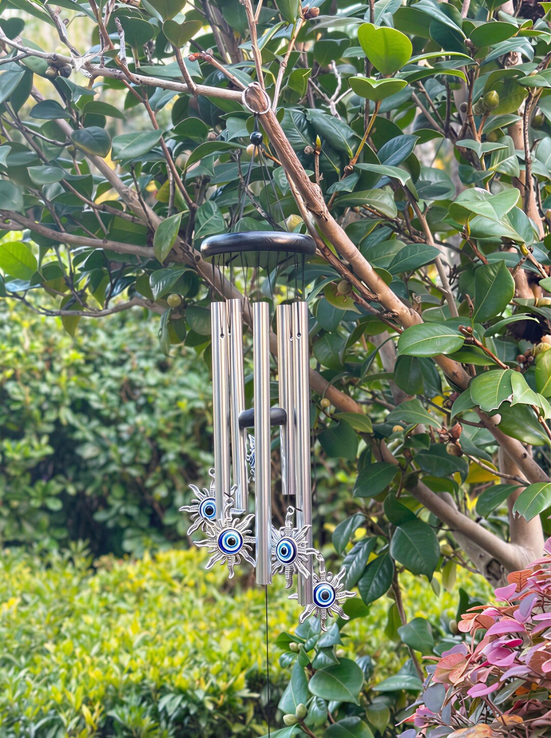 Silver Tube Sun Wind Chime | Solar-inspired Hanging Chime | Gift ...