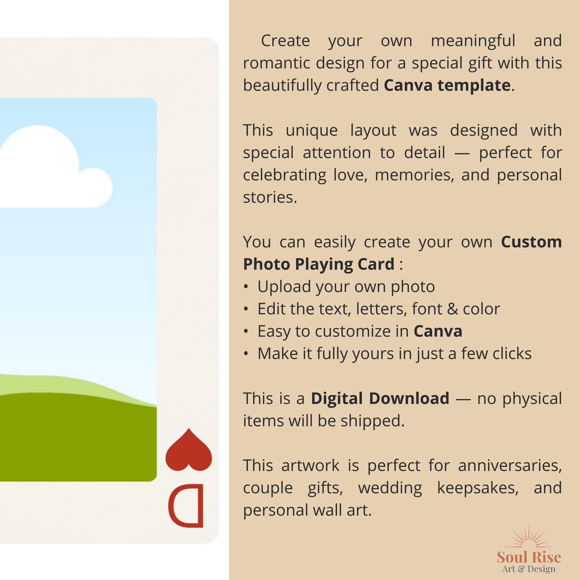Custom Photo Playing Card Wall Art, Personalized Digital Print Gift for ...