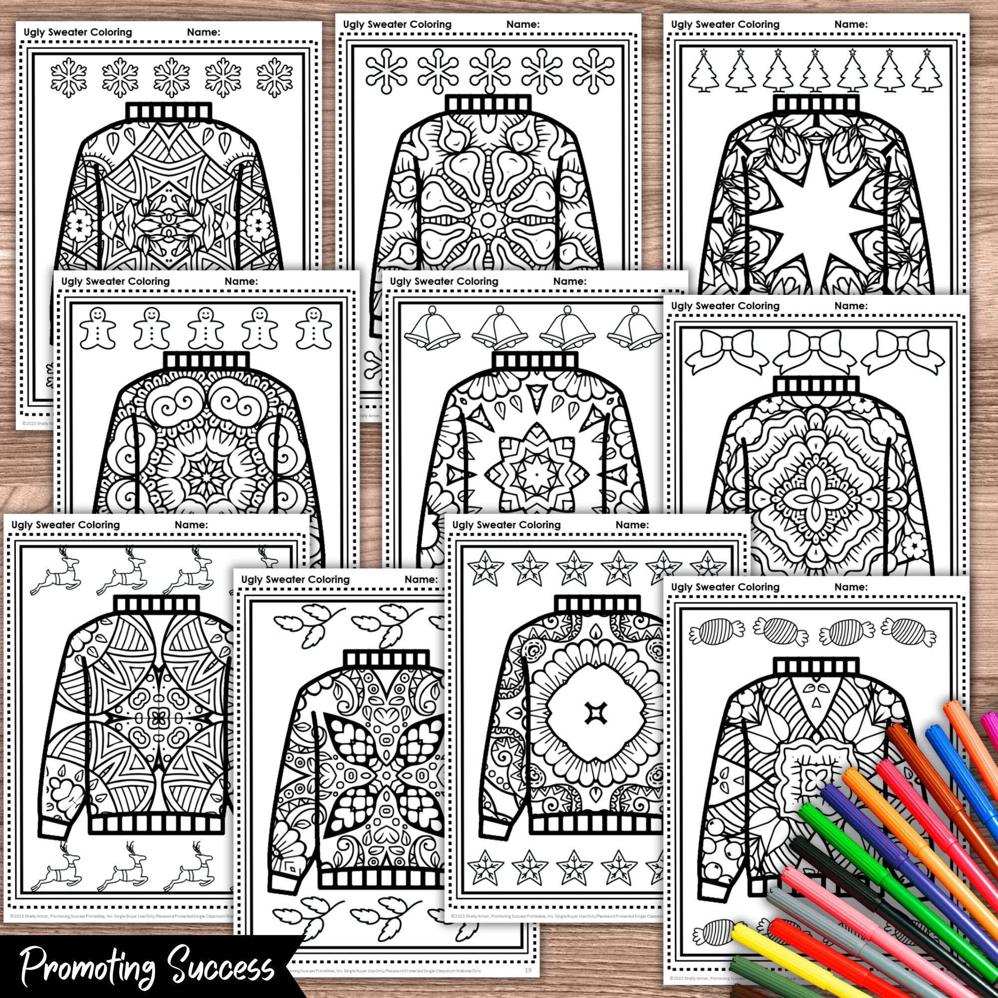 Christmas Coloring Page Holiday Coloring Ugly Christmas Sweater ...
