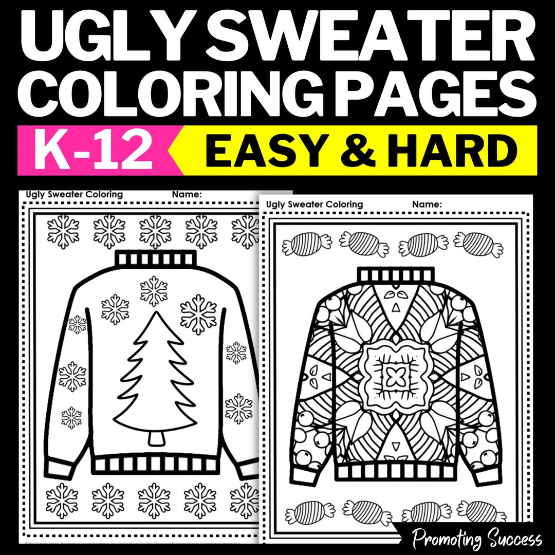 Christmas Coloring Page Holiday Coloring Ugly Christmas Sweater ...
