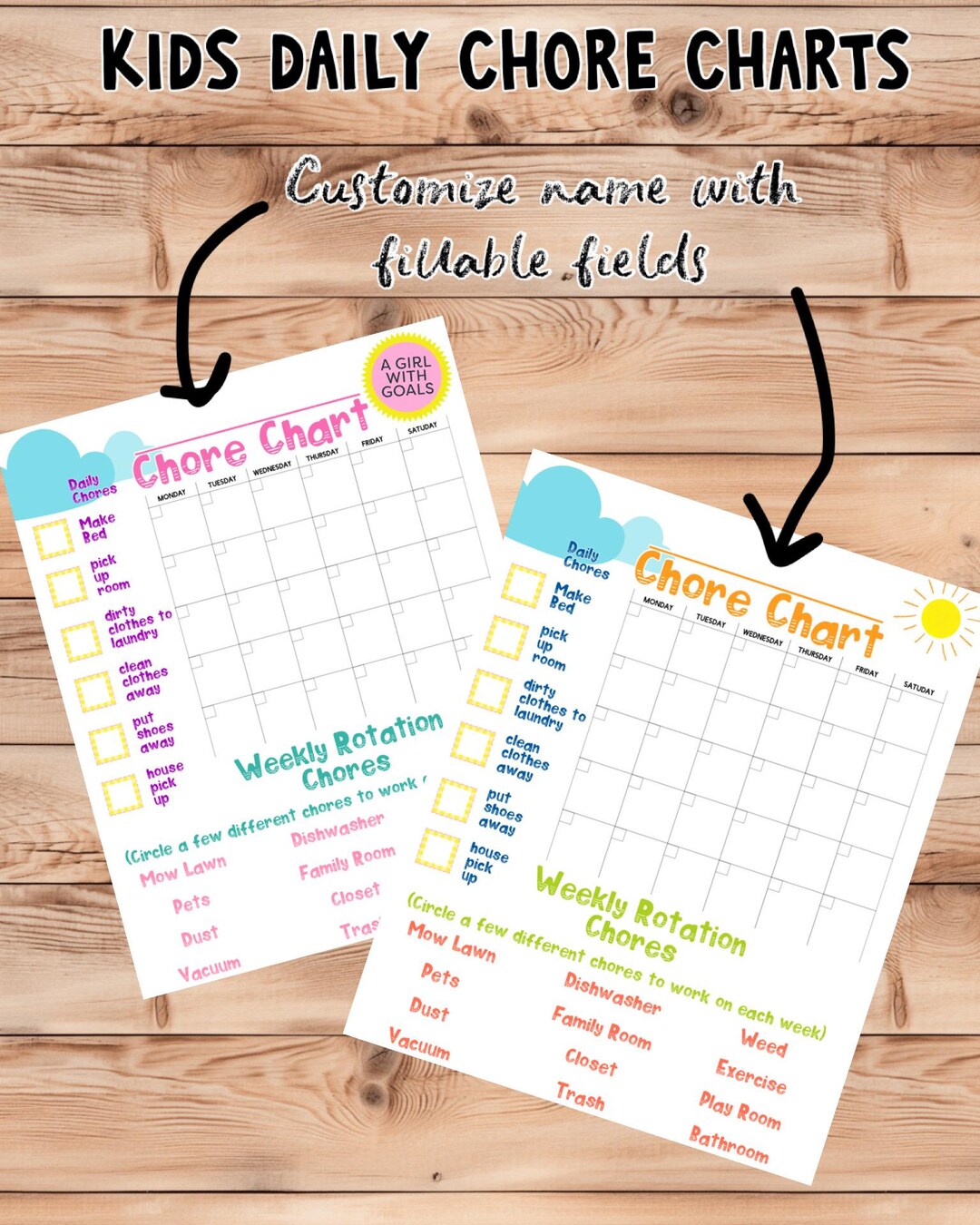Chore Chart, With Customizable Name. Laminate and Used With a Dry Erase ...