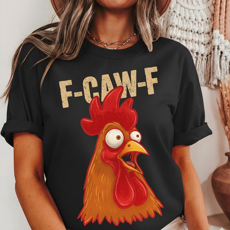 Funny F-caw-f Chicken PNG | Screaming Rooster Meme Clipart | Crazy Hen ...