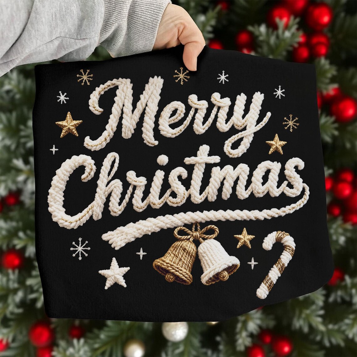 Merry Christmas Yarn Script PNG, Bells and Stars (digital Download) - Etsy
