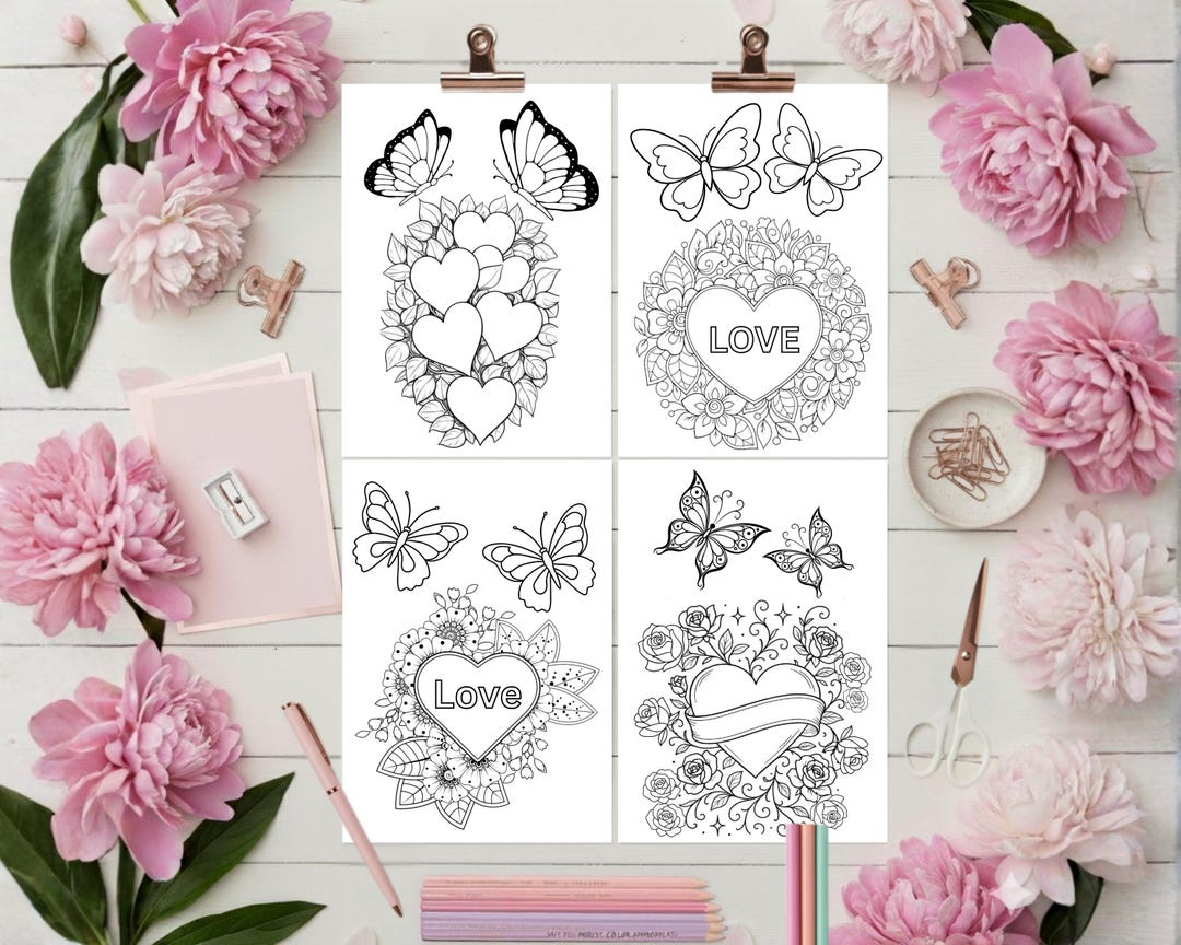 Hearts Coloring Page Printable | Cute Love Heart Coloring Sheet for ...