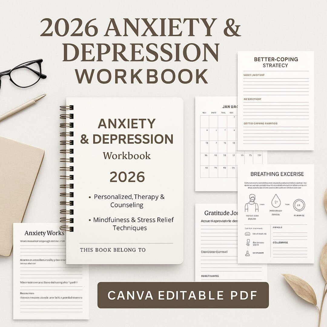 2026 Anxiety & Depression Workbook | Canva Editable Mental Health ...