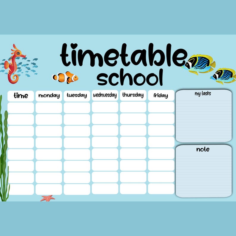 School Timetable - Etsy