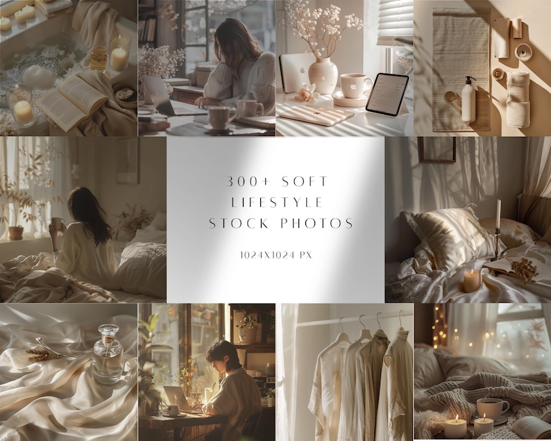 Soft Lifestyle Stock Photos Bundle, Neutral Wellness Branding - Etsy