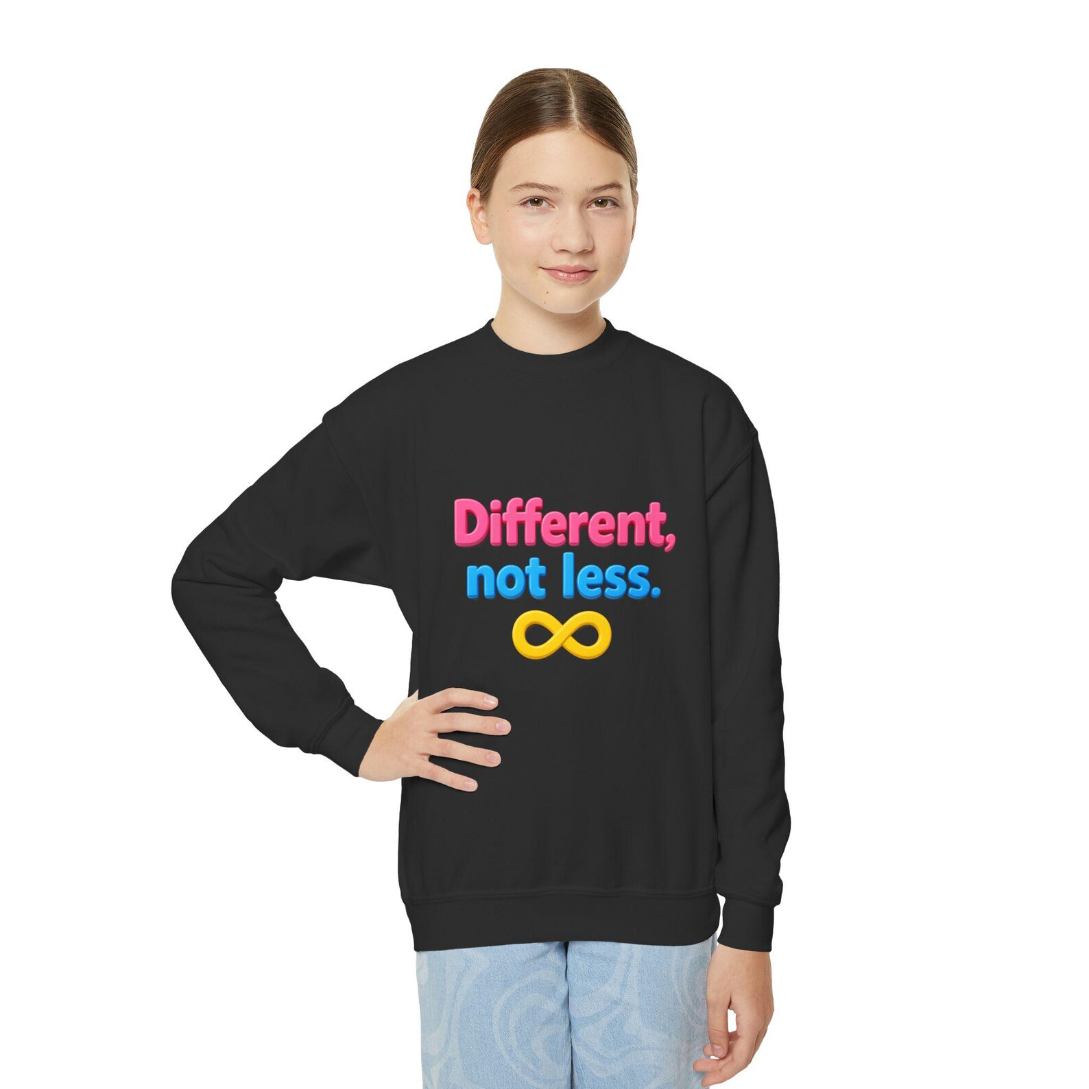 Different, Not Less Infinity Symbol Youth Sweatshirt | Autism ...