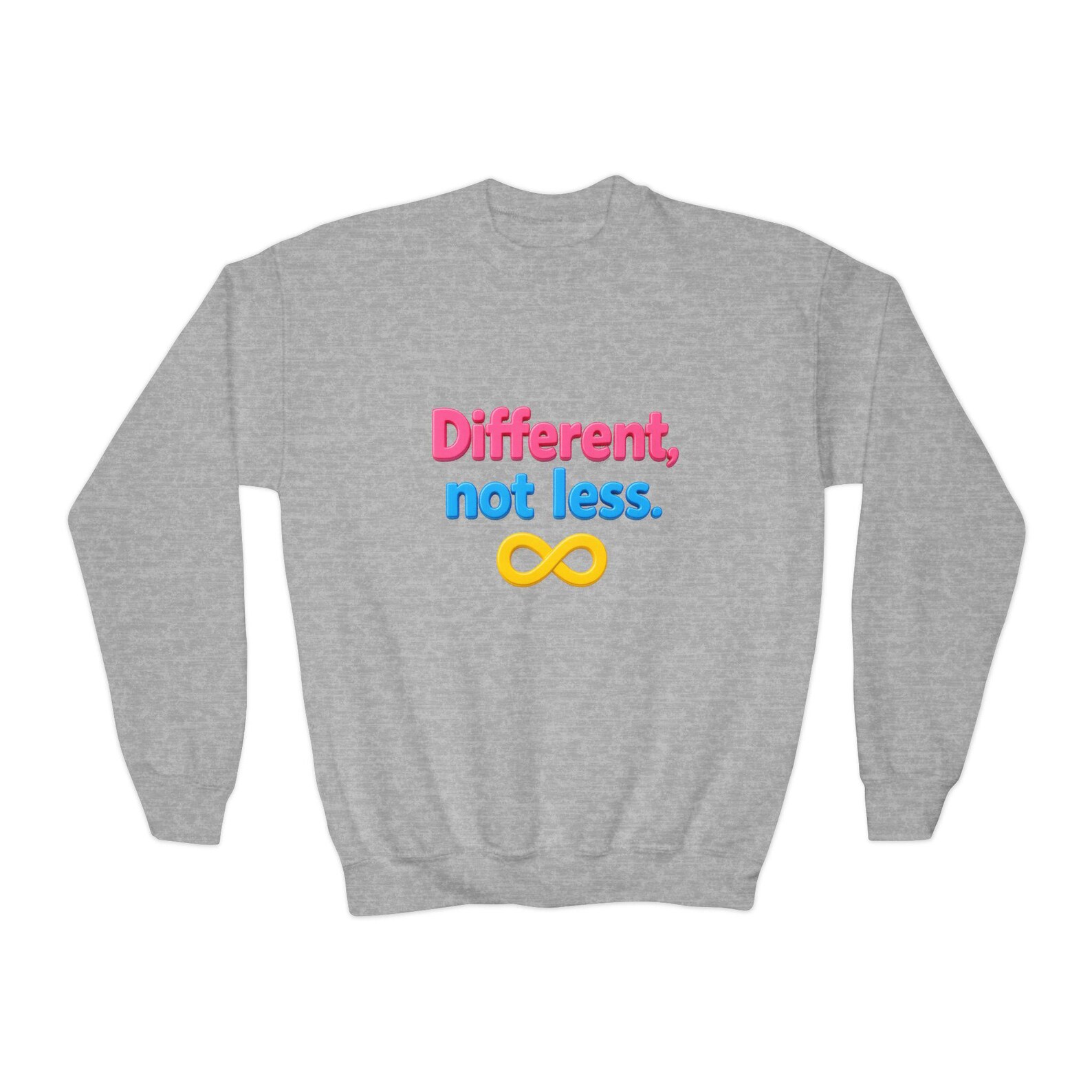 Different, Not Less Infinity Symbol Youth Sweatshirt | Autism ...
