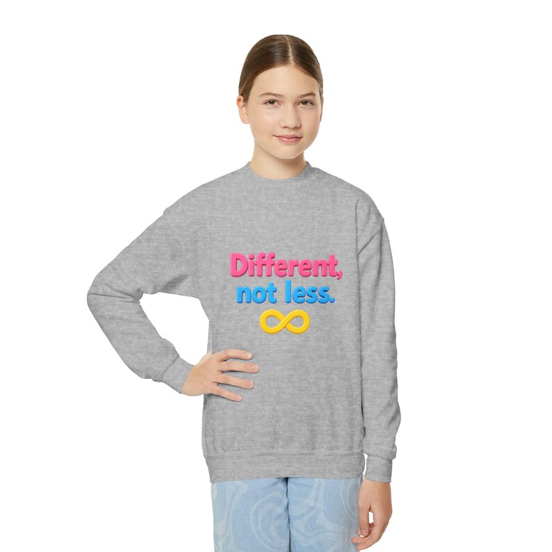 Different, Not Less Infinity Symbol Youth Sweatshirt | Autism ...