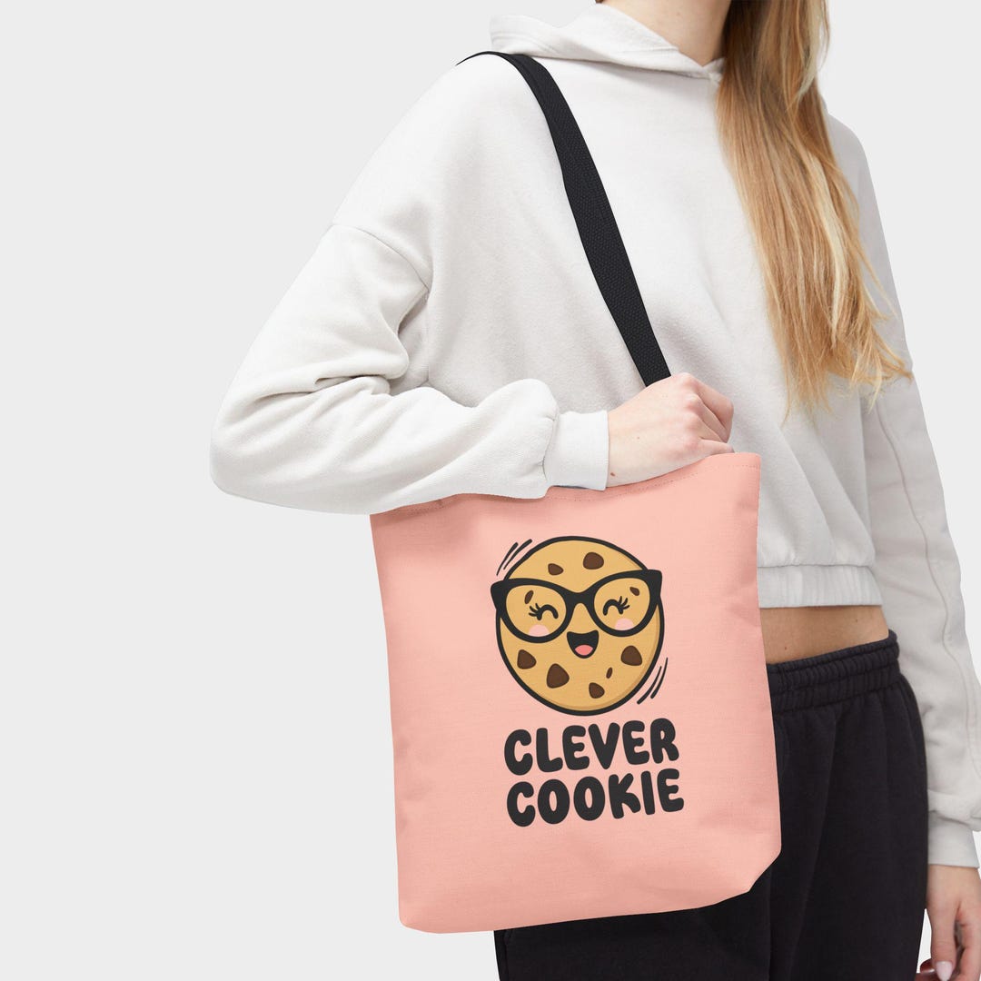 Pink Clever Cookie Tote Bag, Cute Geeky Bag, Fun Foodie Shopping Bag ...