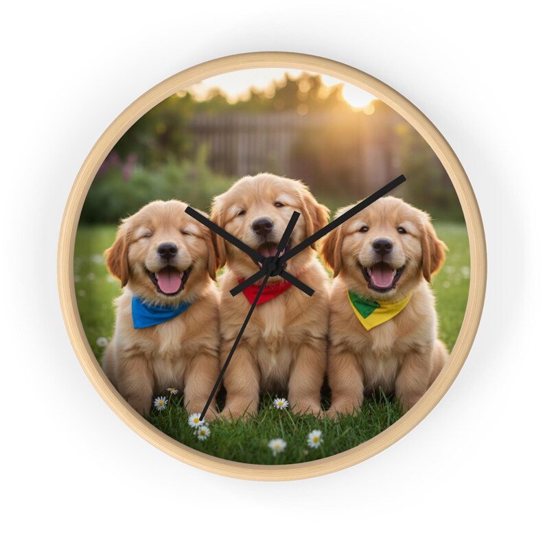 Golden Retriever Puppy Wall Clock - Cute Dog Decor, Pet Lover Gift ...