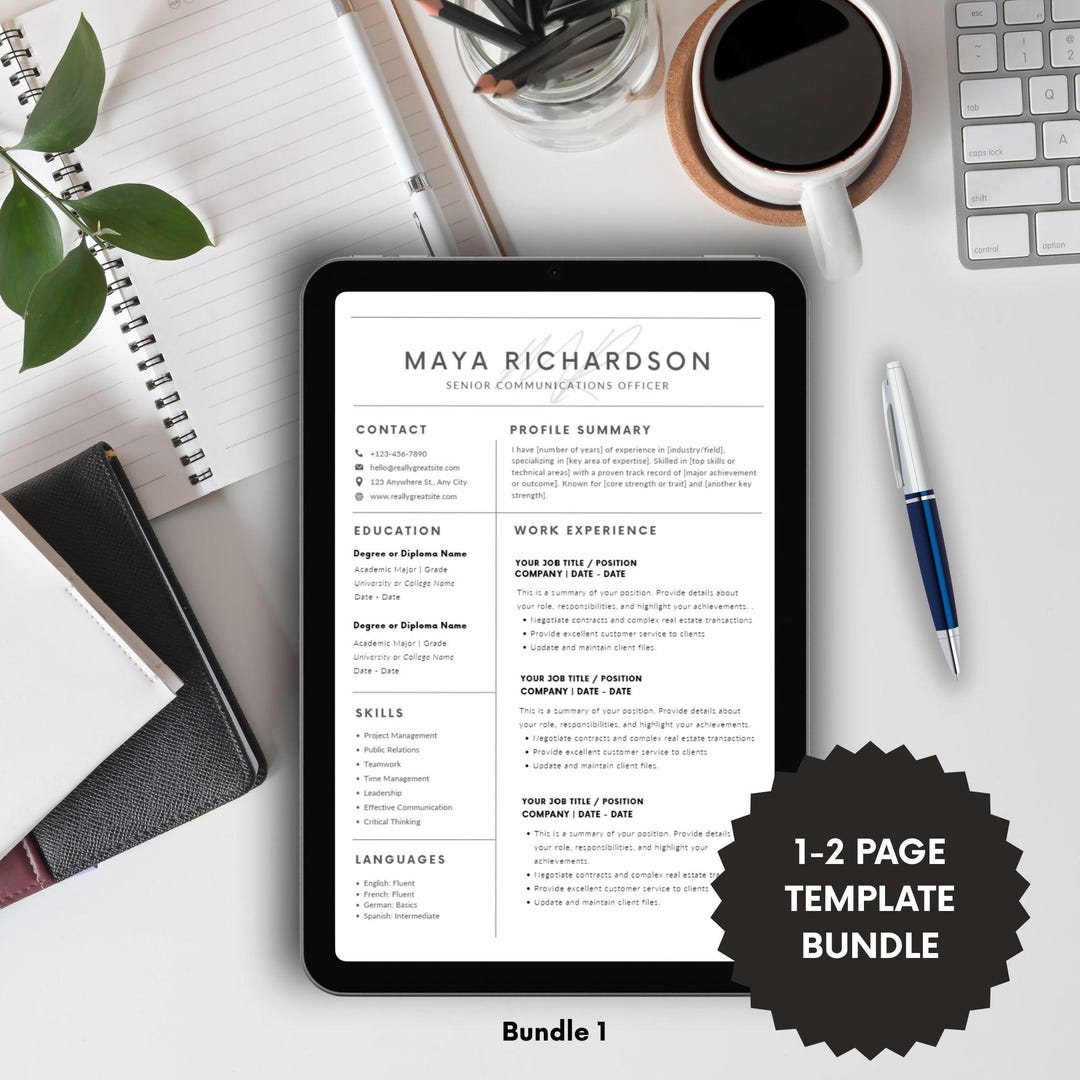 Minimalist White and Grey Professional Resume - Etsy
