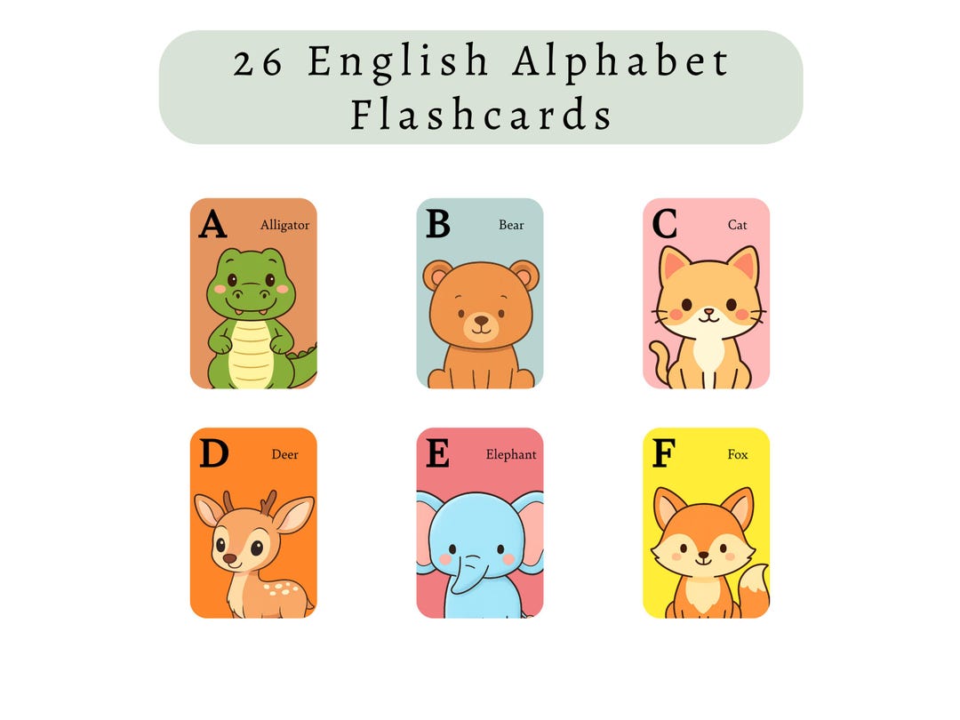 26 English Alphabet Flashcards A-Z Letter Recognition & Phonics ...