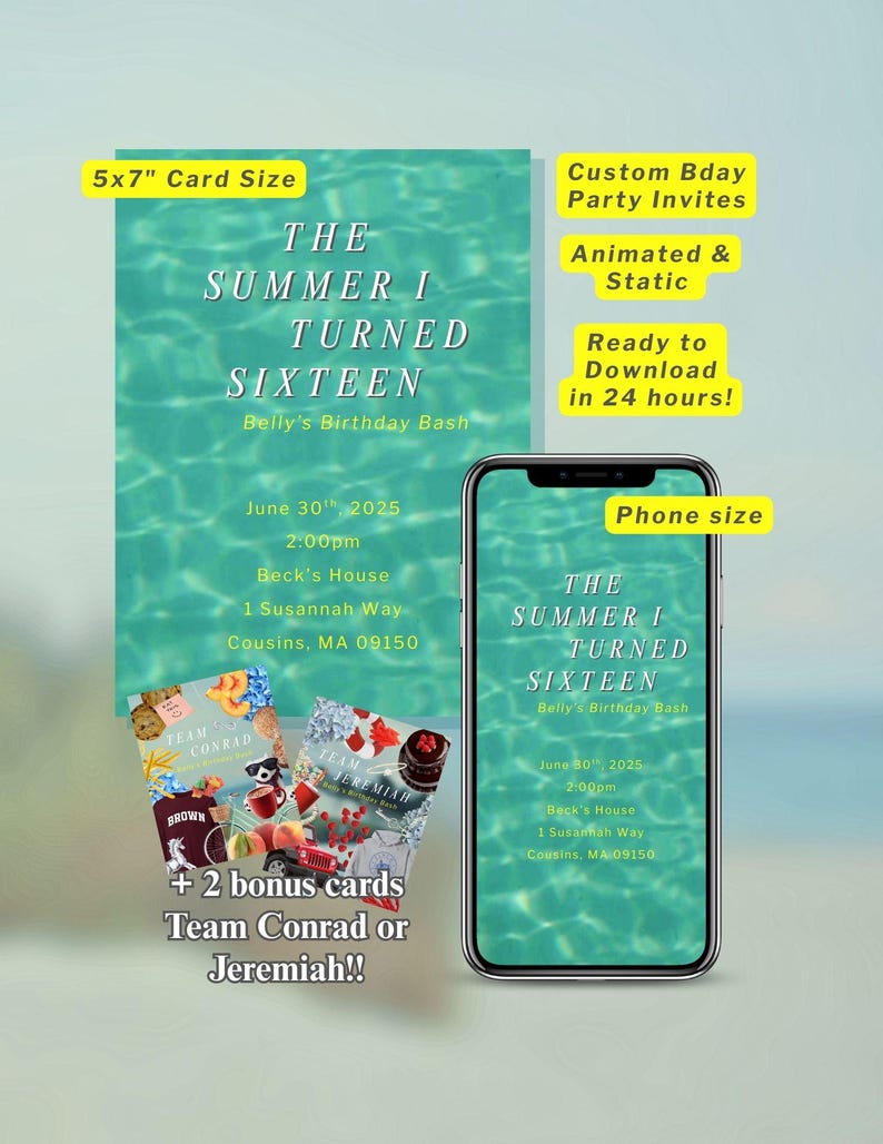 The Summer I Turned Pretty Birthday Invitation: Animated Digital Party ...