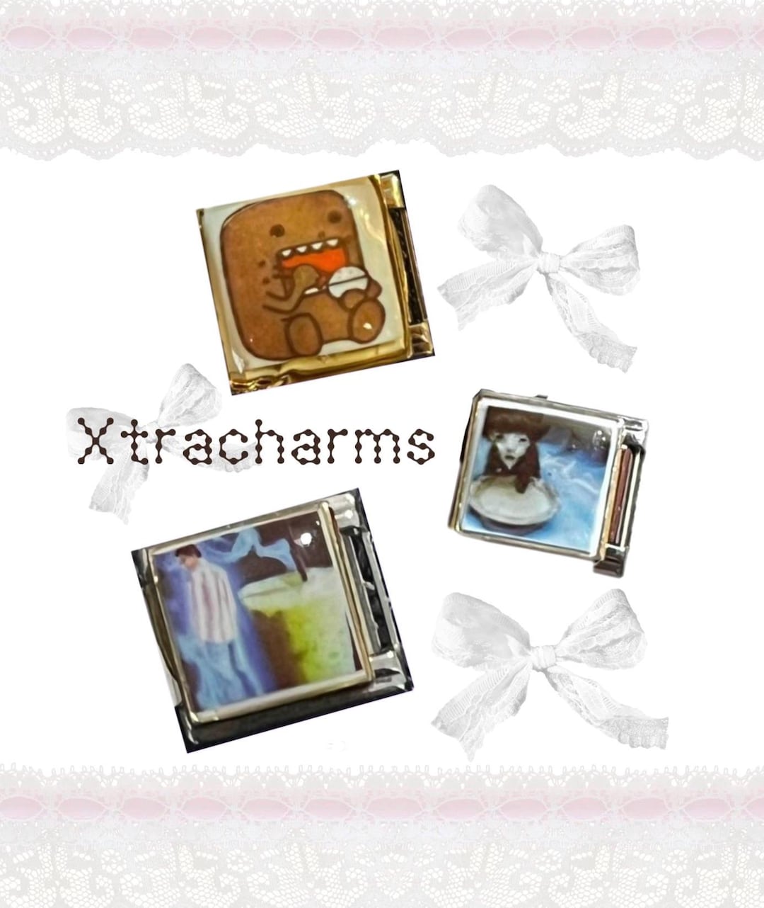 Square Silver Italian Charm Link Bracelets - Etsy