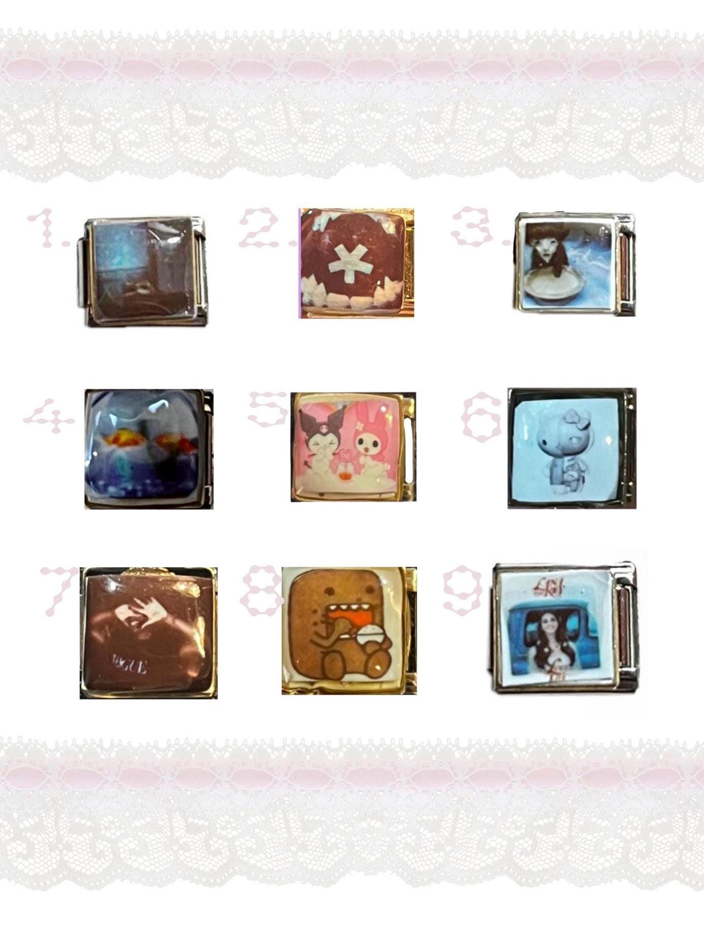 Square Silver Italian Charm Link Bracelets - Etsy