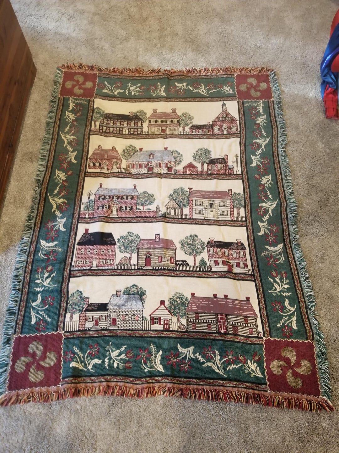 Bob Timberlake Old Salem Town Triple Woven Fringed Throw Blanket - Etsy