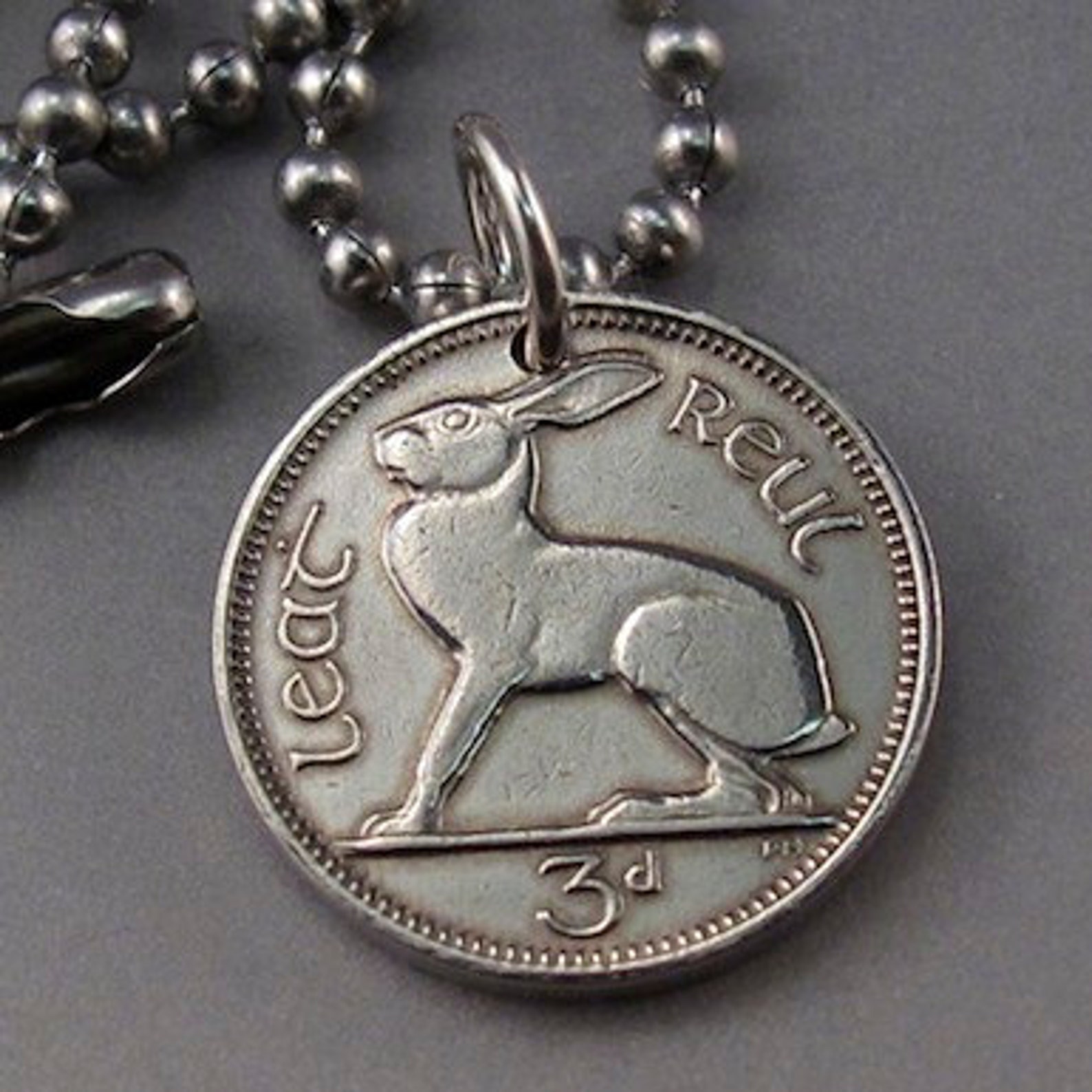 IRELAND Rabbit Necklace. Irish Coin Jewelry . Hare Coin Chain. | Etsy