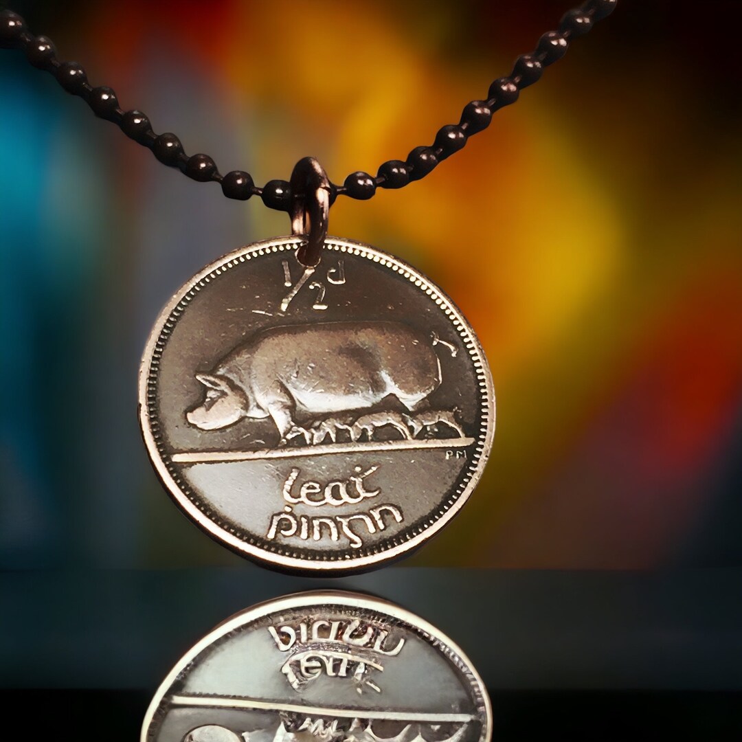 IRELAND Coin Necklace Jewelry. Irish Pig Pendant . Piglet. Year of the ...