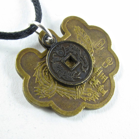 CHINESE Dragon Pendant. Phoenix Necklace. Chinese Coin Charm. - Etsy