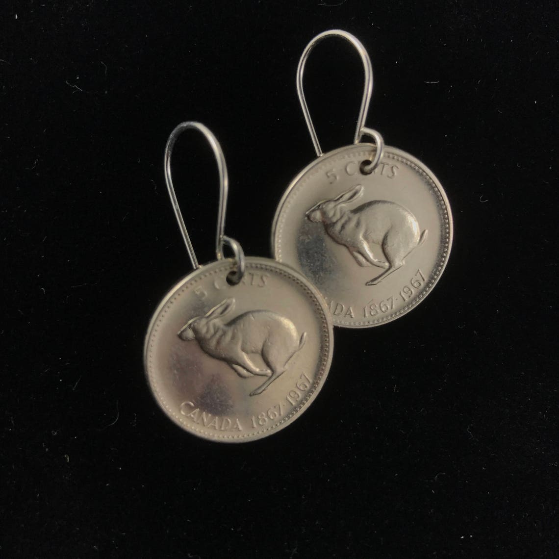 Rabbit Earrings. Bunny Earrings. CANADIAN Earrings. Canada Coin Jewelry ...