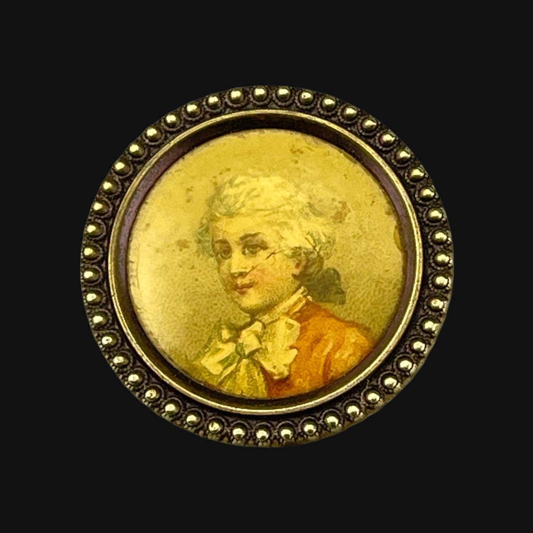 Victorian Lithograph Celluloid Portrait Button, Miniature Portrait ...