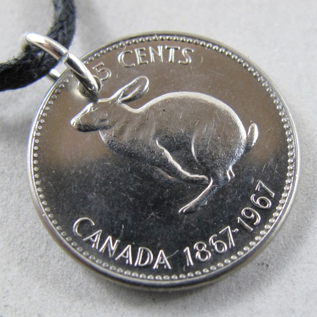 Year of the Rabbit CANADA Charm. Canadian RABBIT Coin NECKLACE . Rabbit ...