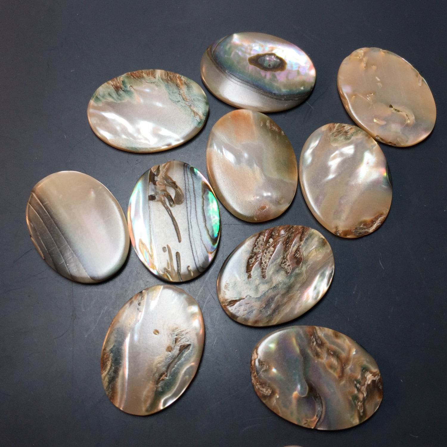 10 Abalone Cabs 13x18mm. Shell Cabs. Abalone Ovals. Flat | Etsy